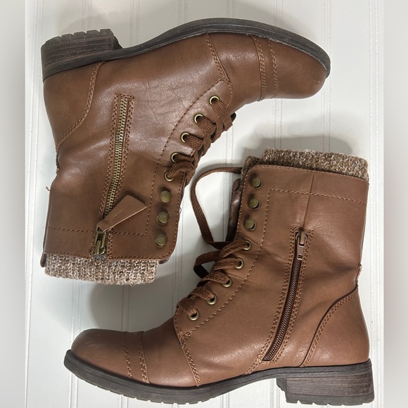 Limelight | Shoes | Brown Combat Boots Size 9 With Midcalf Height And ...